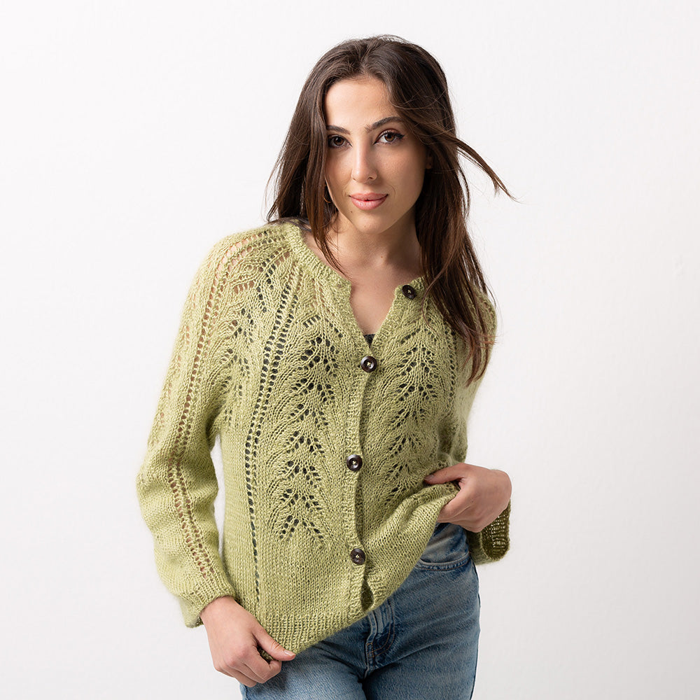 STRICKANLEITUNG Eyed Fern Cardigan | Sommer Ajourmuster Jacke | Damen ...